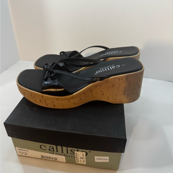 Callisto | Shoes | Callisto Black Strappy Sandals With Tan Platform ...